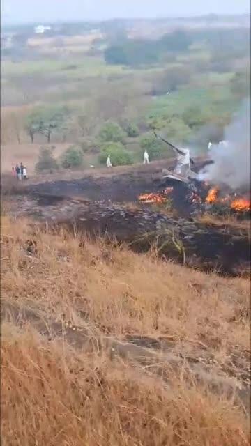 Private jet wreckage burns in crash the killed politician in India ...