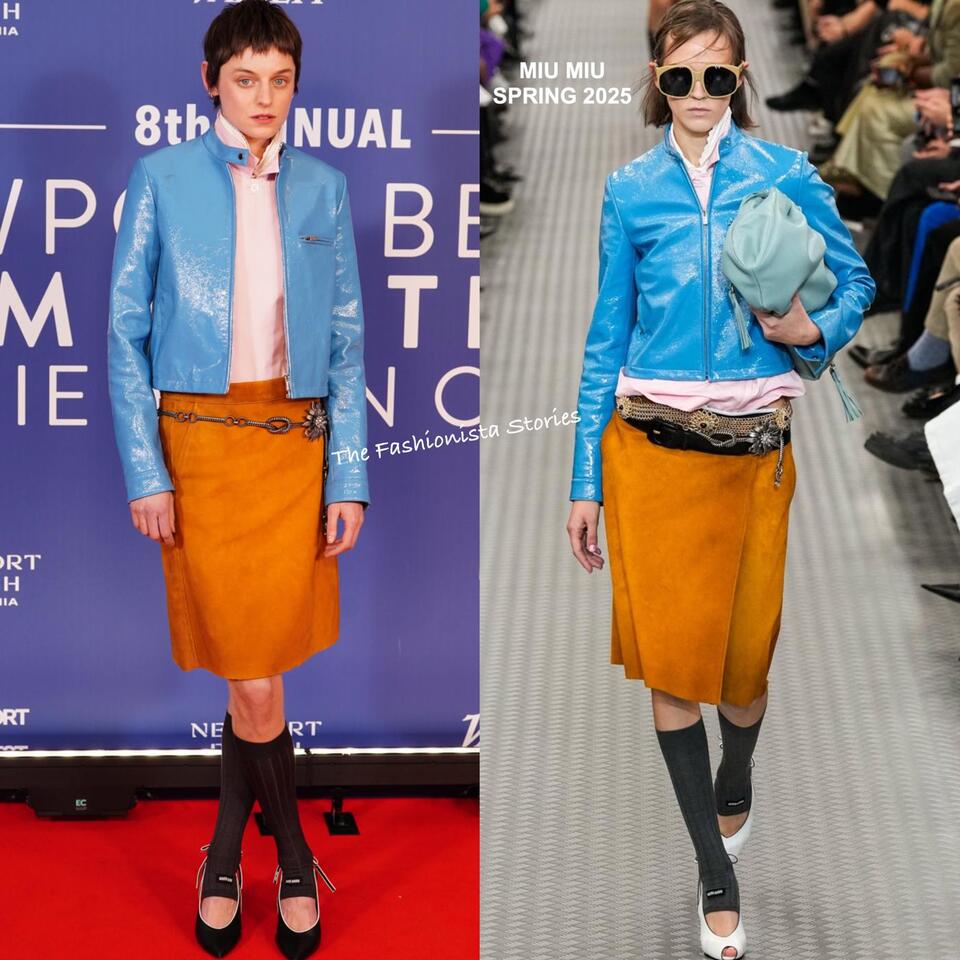 Emma Corrin & Saura Lightfoot-Leon in Miu Miu at the 2025 UK Newport ...