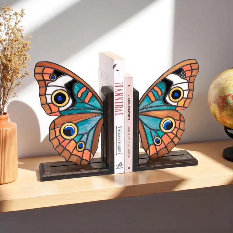 Stained Glass Artist Reimagines Butterfly Wings as Beautiful Bookends ...