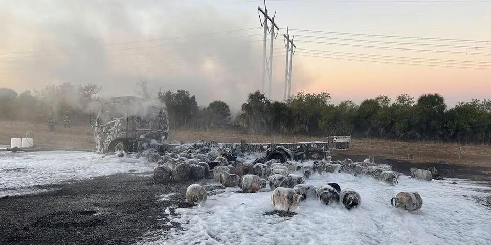 Truck fire causes over 240 ‘venting and exploding’ tanks of propane on ...