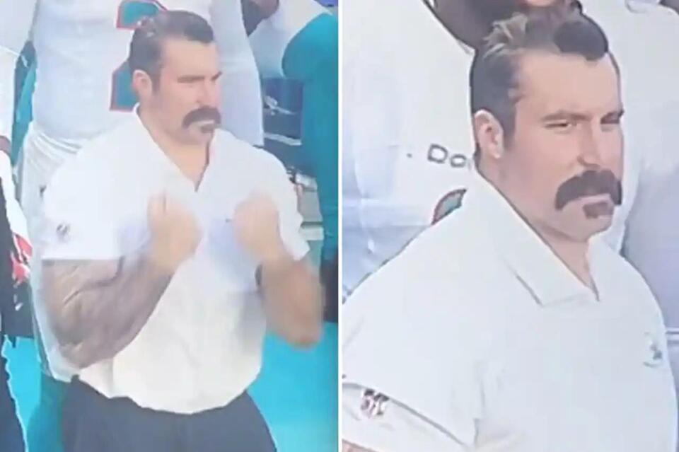 Identity of mystery ‘Mustache Man’ spotted on Dolphins sideline ...