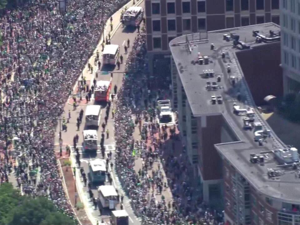 Aerials of Boston Celtics Victory Parade