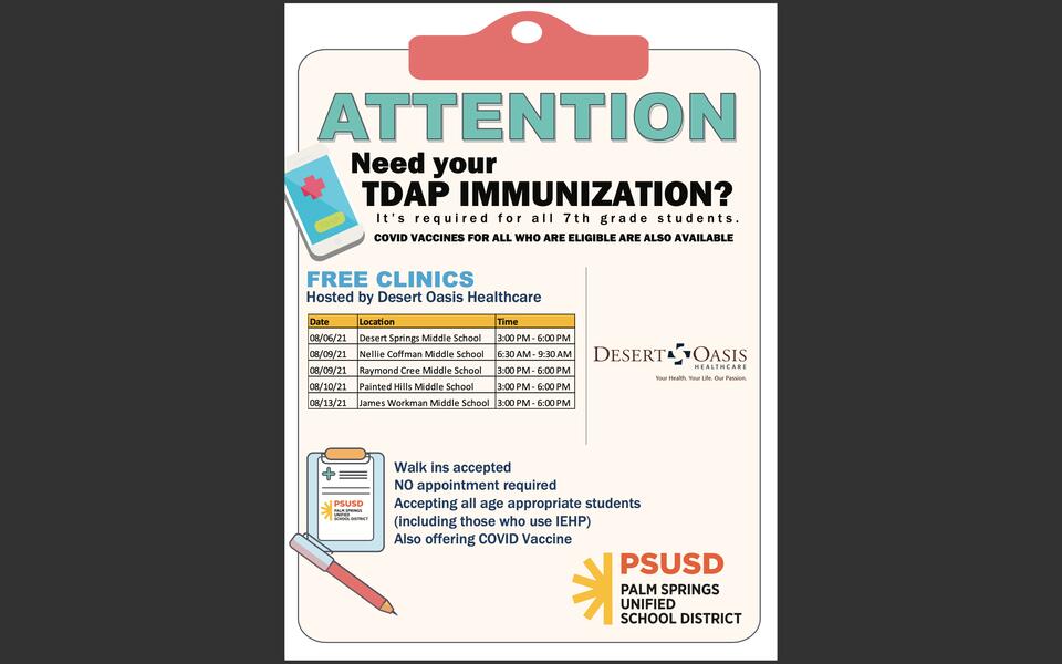 Tdap immunization required for 7th through 12th graders - NewsBreak