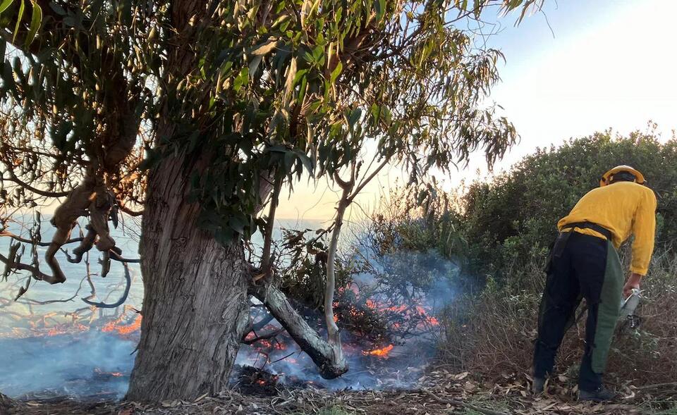 Fire crews responding to vegetation fire at the Carpinteria Bluffs ...