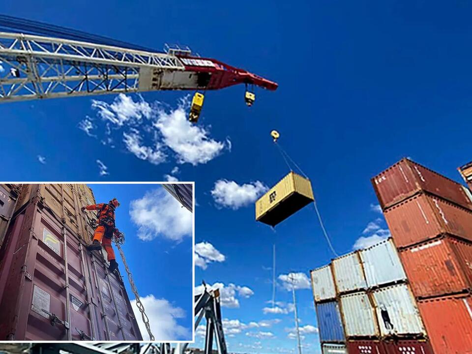 Salvage crews have begun removing containers from the ship that ...