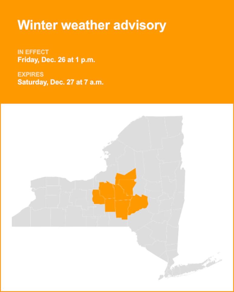 NY weather: Winter weather advisory for part of New York for Friday and ...
