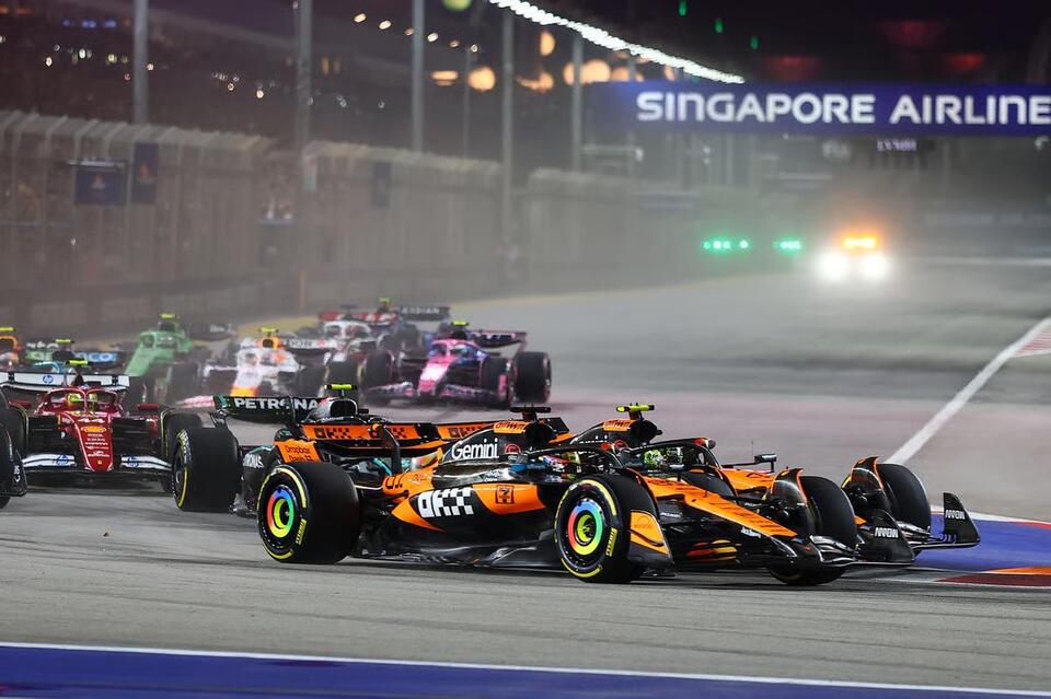 Oscar Piastri and Lando Norris clash at Singapore Grand Prix as McLaren win constructors' title ...