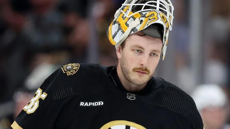 Bruins’ Linus Ullmark honors Gerry Cheevers with new stitched goalie ...