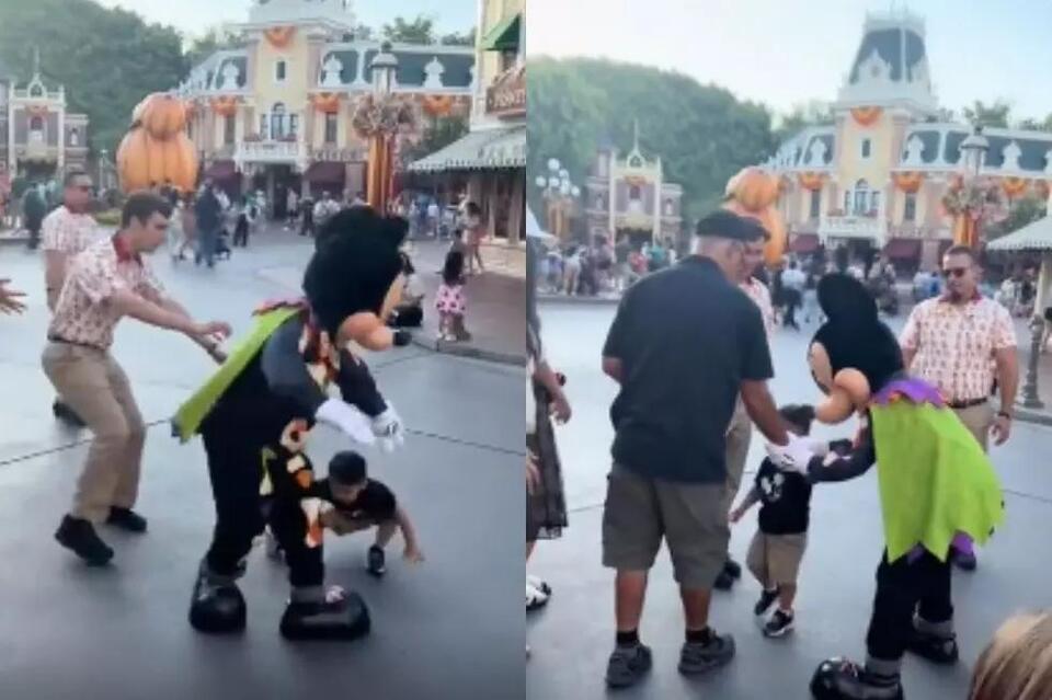 Mickey Mouse Shames Dad After Tripping Over Unattended Little Kid at ...