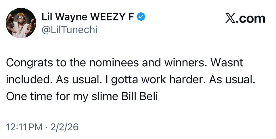 Lil Wayne on Not Being Included in This Year's Grammys: ‘I Gotta Work ...