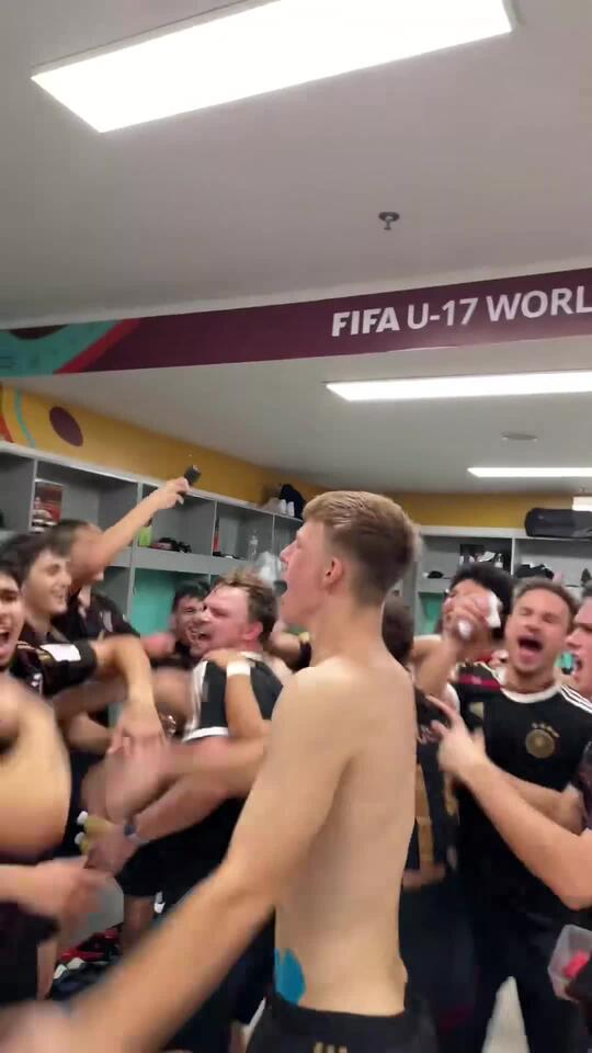Scenes in the German dressing room after defeating Argentina on penalties to advance to the ...