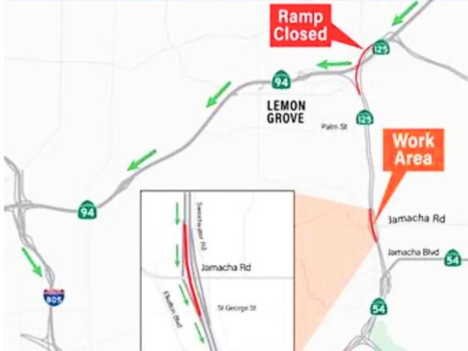 Stretch of Southbound SR-125 to Close on Weekend for Caltrans Construction