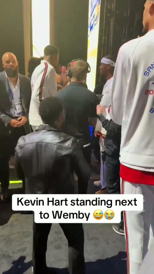 Kevin Hart standing next to Wemby....How short is kevin 😂😂😂 - NewsBreak