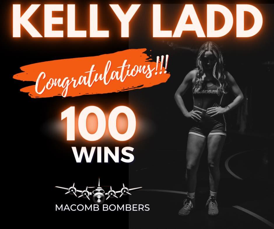 Congratulations to, Kelly Ladd, who won her 100th wrestling match ...