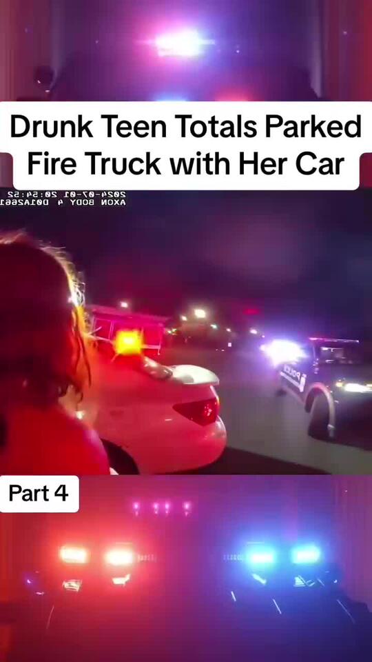 Drunk Teen Totals Parked Fire Truck with Her Car cops police copsusa ...