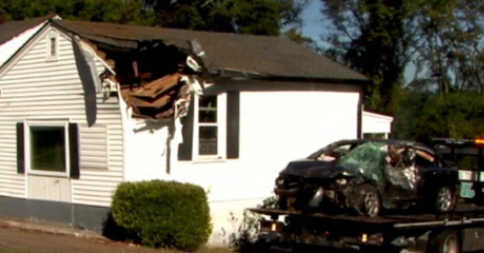 Car crashes through roof of house, two injured - NewsBreak