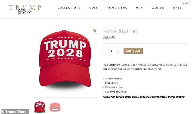 Trump store launches 2028 hats to tease third term as president - NewsBreak