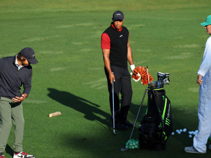 Tiger Woods brought his son, Charlie, onto the Masters practice facility as his ‘swing coach’