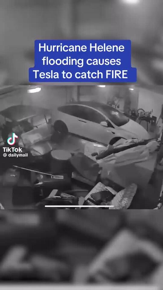 Footage shows the moment a Tesla caught fire inside a Florida garage ...