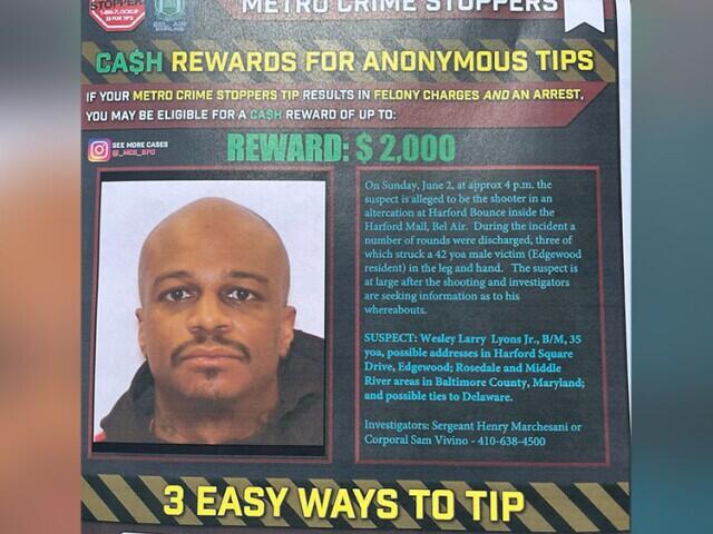 Alleged Harford Mall shooter still on the run, $2k reward offered for ...