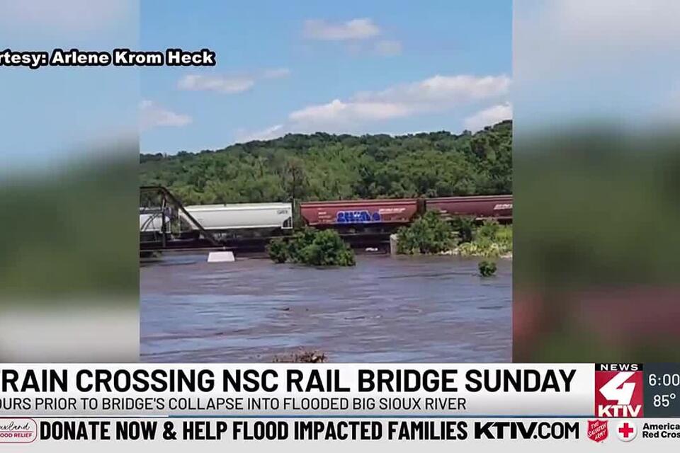 BNSF train caught on camera crossing over the Big Sioux River just ...