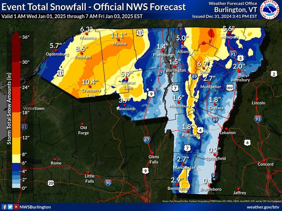 Winter storm forecast to greet Vermont on New Year’s Day - NewsBreak