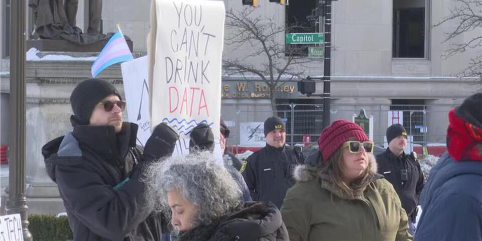 Residents protest data centers outside Michigan Capitol as debates rage ...