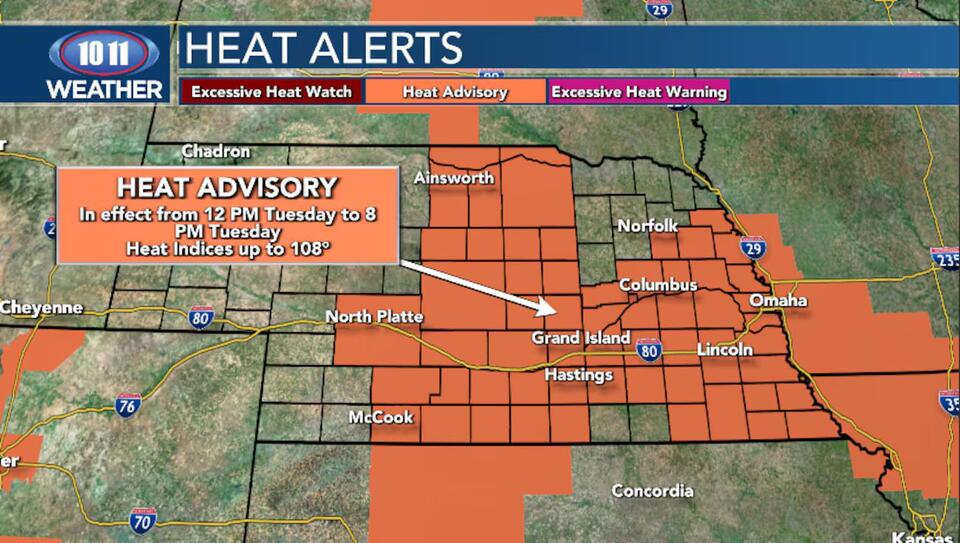 Weather Alert Day: Heat alerts in effect for dangerous heat and humidity Tuesday & Wednesday ...