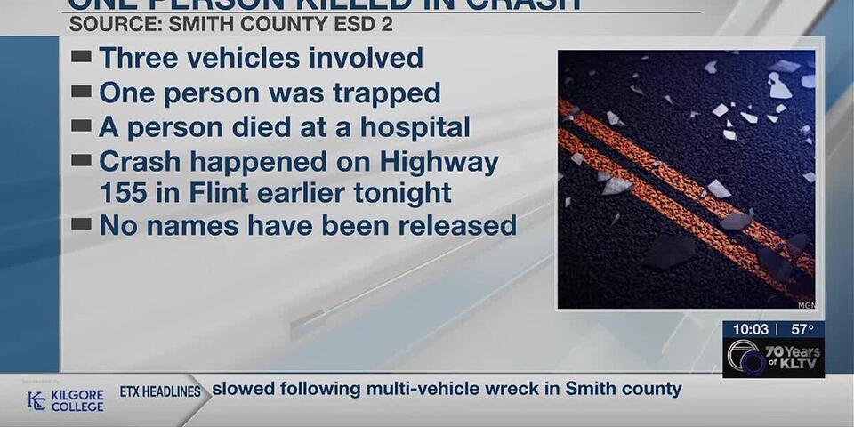 One dead, traffic slowed following multi-vehicle wreck in Smith county ...