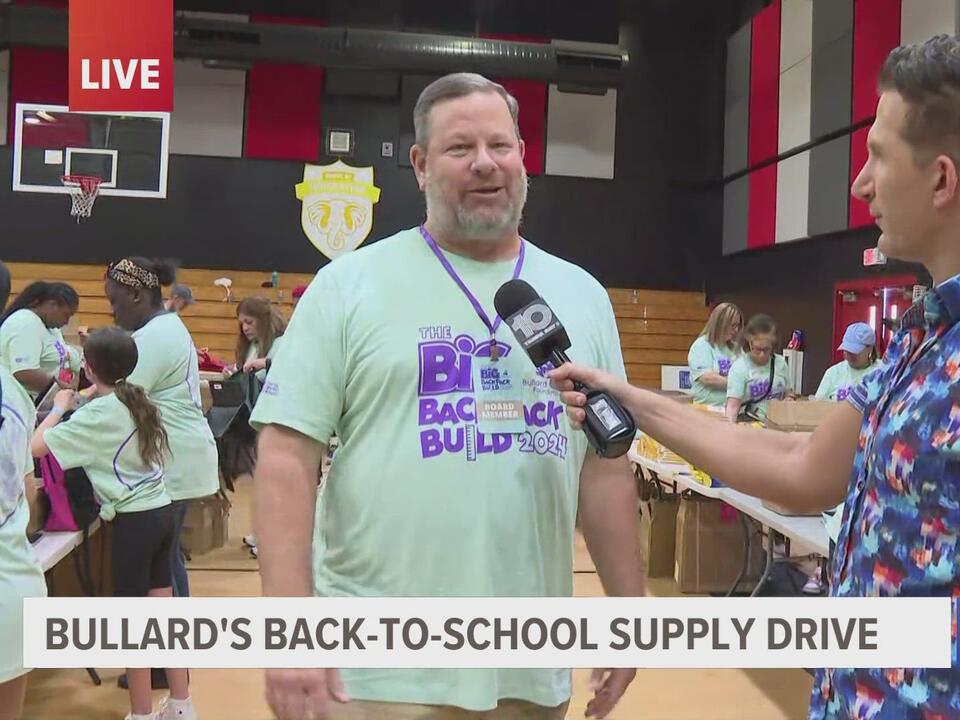 Volunteers stuff thousands of backpacks to donate to students during ...