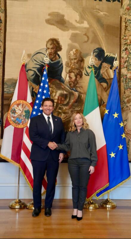 Governor Ron DeSantis meets with Italian Prime Minister Giorgia Meloni ...