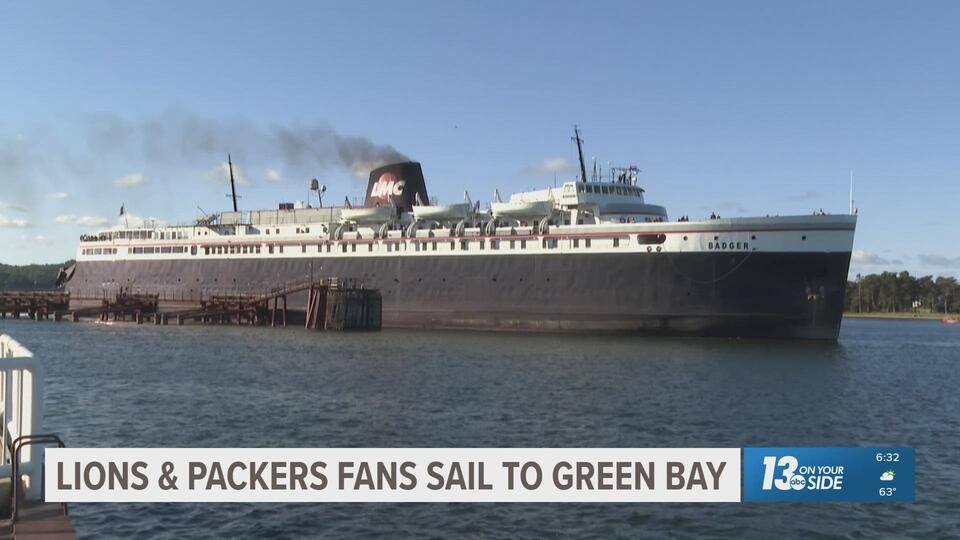 Football fans sail to Lambeau Field on the SS Badger to see Lions and ...