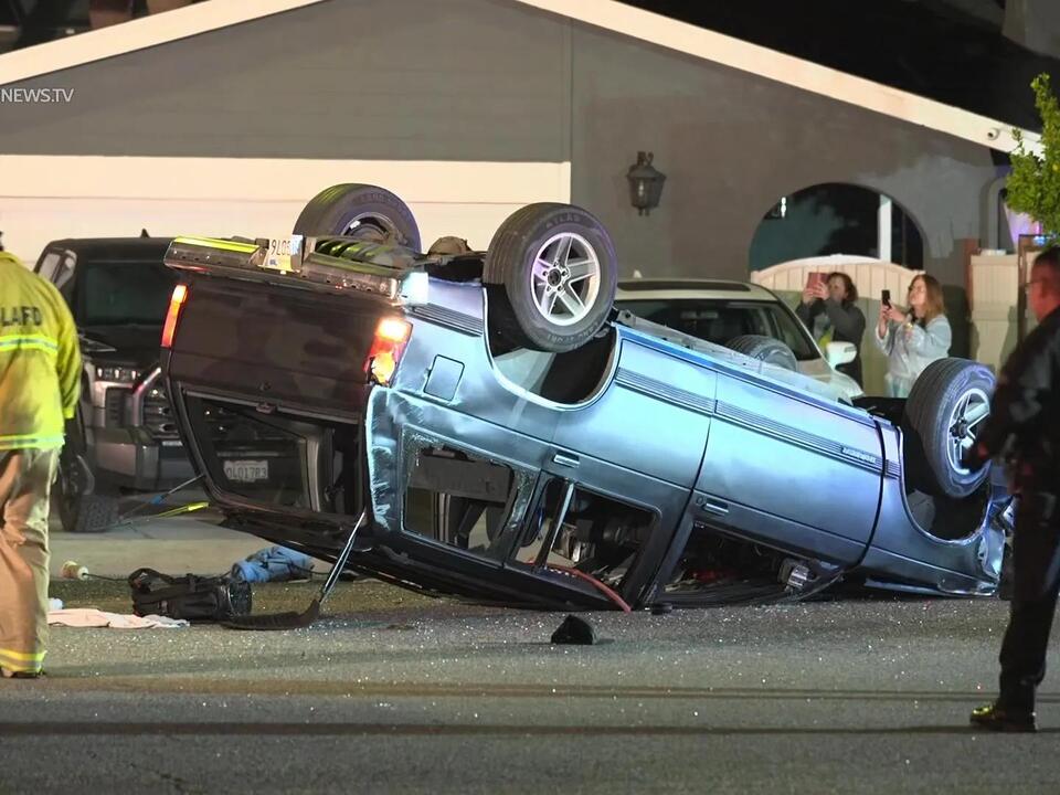 Pursuit of Suspected DUI Driver Ends in Rollover Traffic Collision Involving LAPD Vehicle in Sunland