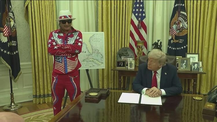 President Trump welcomes Kid Rock to White House for order targeting ...