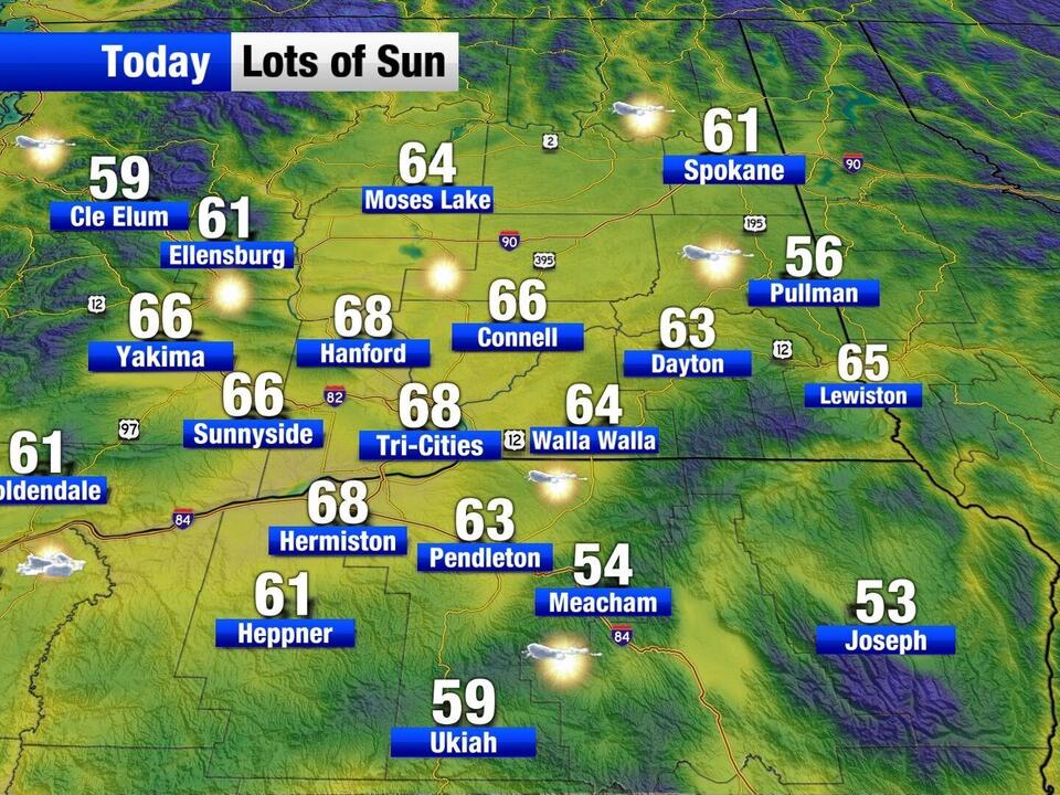 Sunny skies and average temps after a freezing start in the Yakima and ...