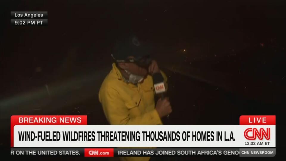 WATCH: CNN Reporter Almost Struck By Debris During Live Wildfire ...