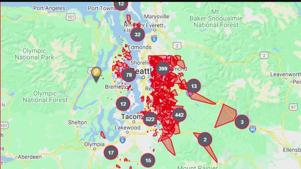 Over 600,000 customers without power around Puget Sound - NewsBreak