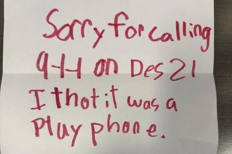Young Girl Sends Handwritten Apology to Police for Wrongfully Calling ...