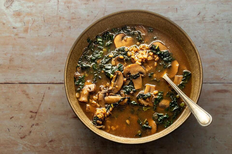 Recipe: A warming pot of mushroom farro soup will restore balance after ...