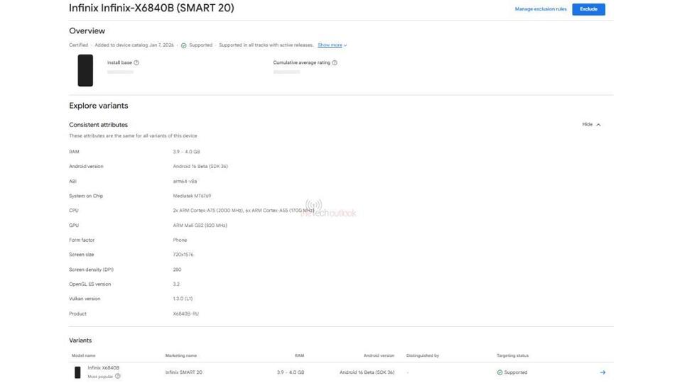 Infinix Smart 20's chipset, RAM, screen resolution and battery capacity ...