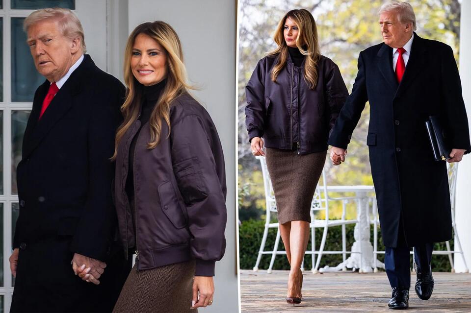 Melania Trump suits up in trendy bomber jacket for annual White House ...