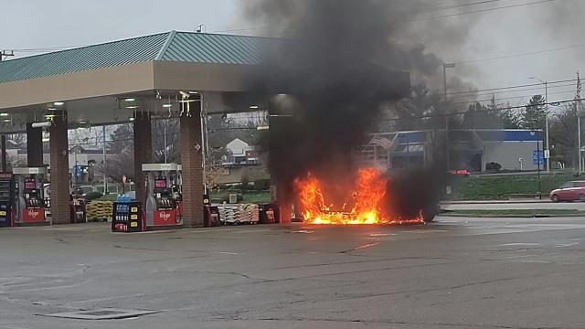 ‘Pretty intense;’ Video shows fire engulf truck at Kroger gas station ...
