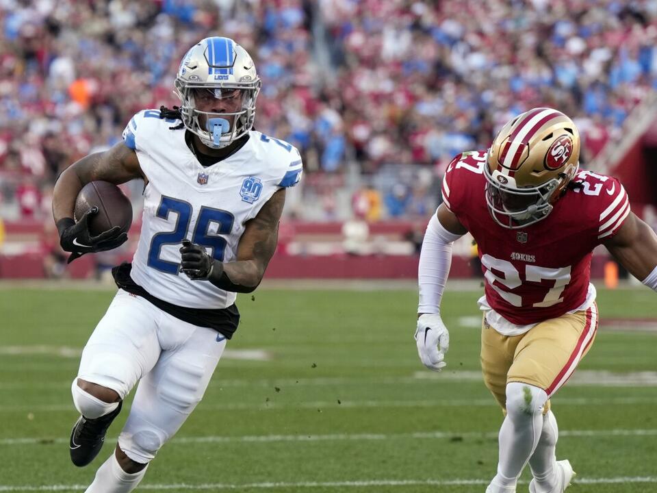 Brock Purdy interception leads to Jahmyr Gibbs touchdown, Lions lead 21-7
