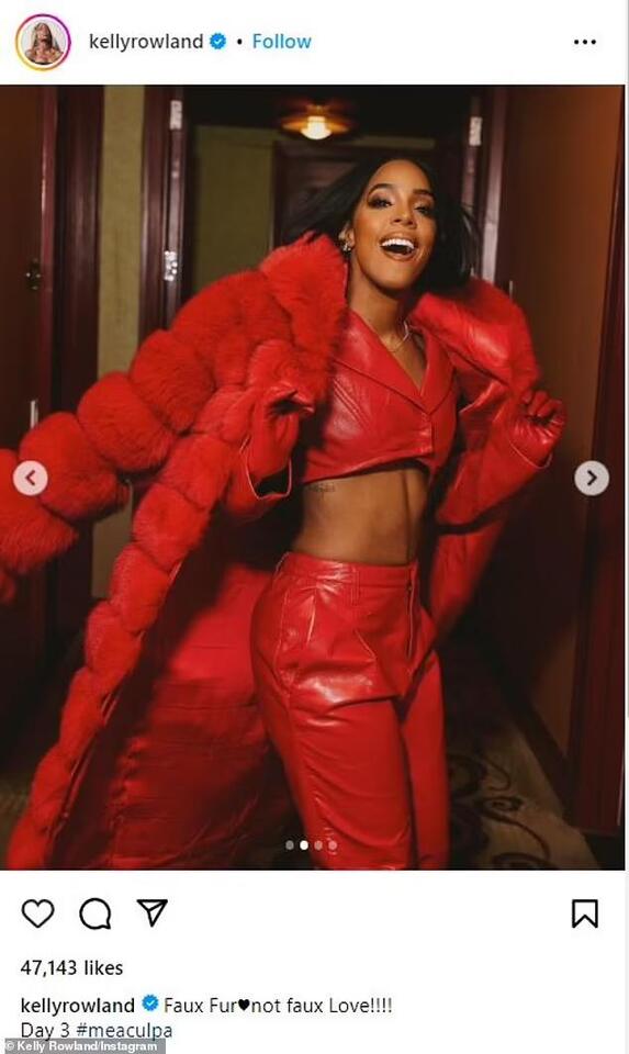 Kelly Rowland showcases toned abs in striking red leather pants and ...