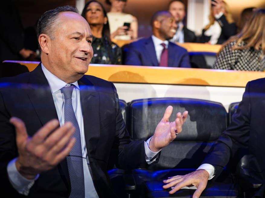 Doug Emhoff Says Friends Were Jealous of His Tim Walz ‘Bro Hug’