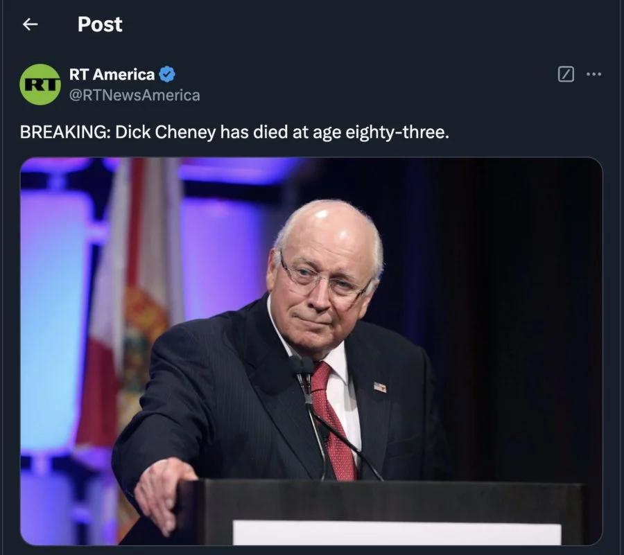 Fact Check: NO Evidence Dick Cheney Died In December 2024 - NewsBreak