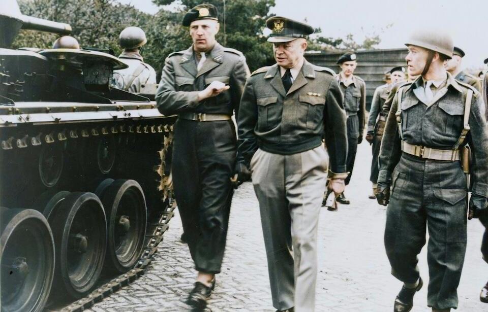 While touring a liberated concentration camp with Gen. Eisenhower, Gen ...