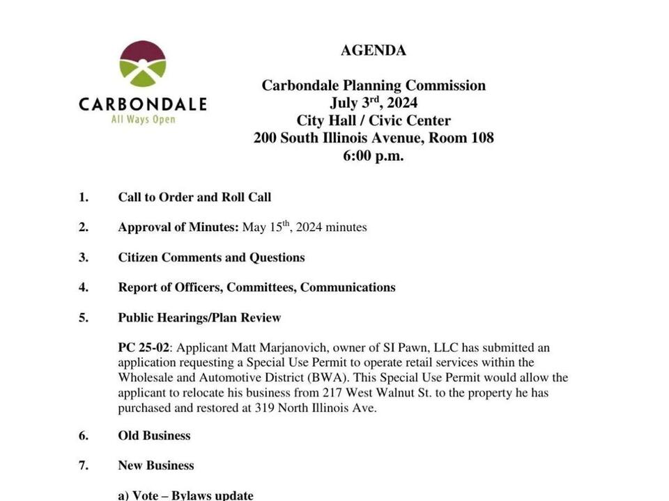 Carbondale Planning Commission and Zoning Board of Appeals to hold ...