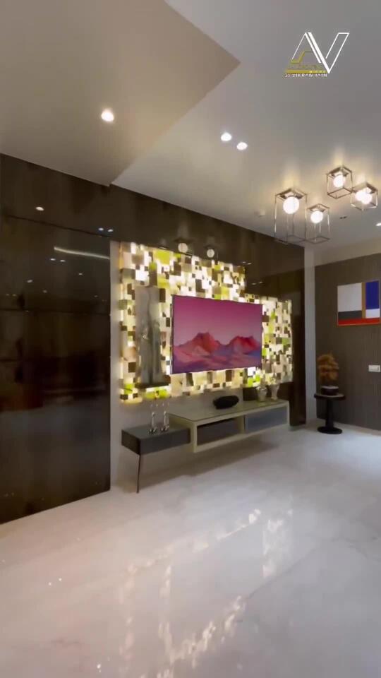 Modern tv Unit idea Tv unit with backlit light with onyx marble Tv unit ...