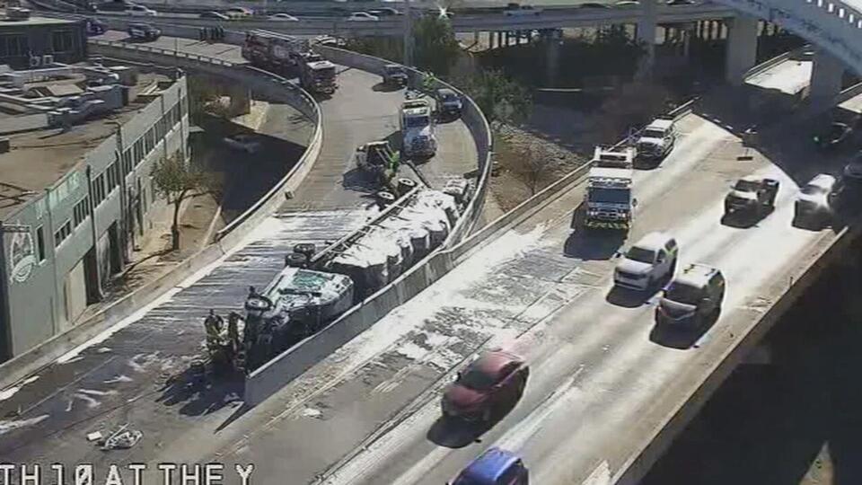18-wheeler hauling bees rolls over, shuts down Finesilver Curve - NewsBreak